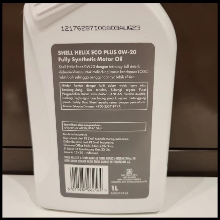 Jual TERMURAH OLI MESIN SHELL ECO LCGC 0W20/0W-20 API SN/ILSAC GF5 FULL ...