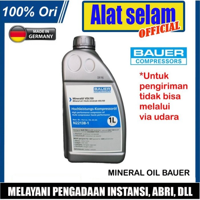 Jual Bauer Mineral Oil N22138 Compressor Oli Nabati Kompresor Selam ...