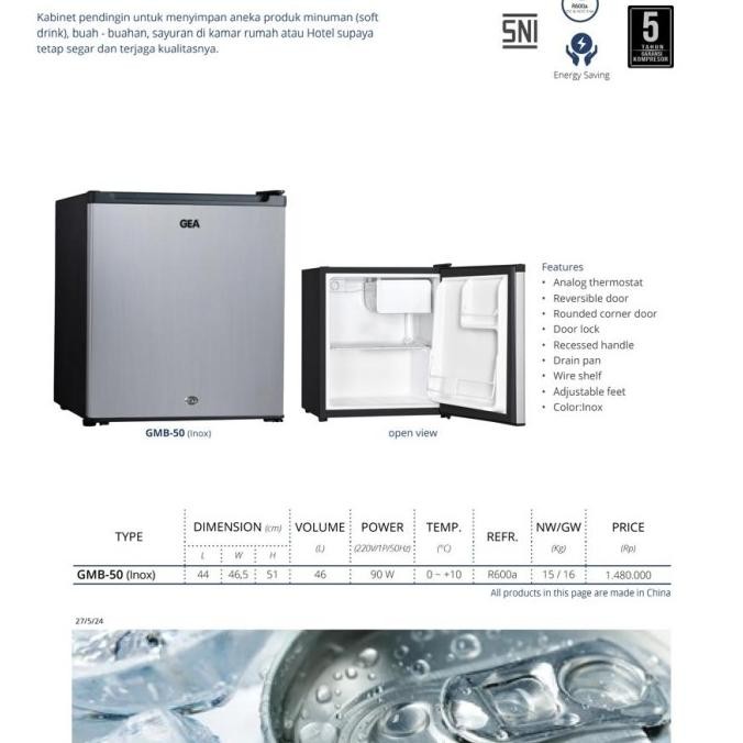 Jual Gea Kulkas GMB 50 GMB50 Portable Mini Bar Minibar Matt Grey / Inox ...