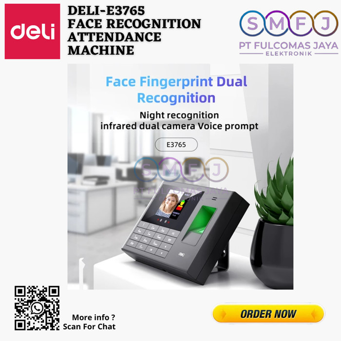 Jual Deli E3765 3765 Mesin Absensi Wajah Dan Sidik Jari Laporan ...