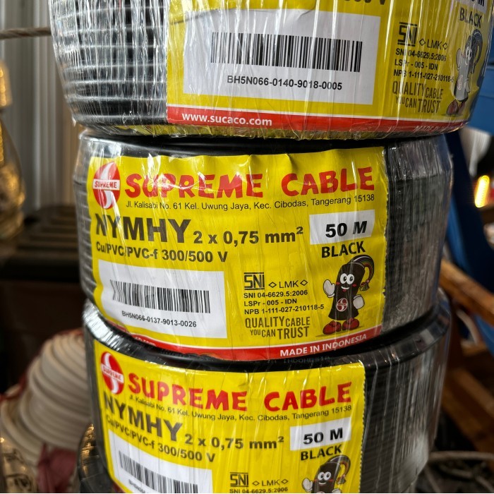 Jual Kabel serabut SUPREME NYMHY NYYHY 2x0,75 2x1,5 putih hitam ROLL 50m 100m | Shopee Indonesia