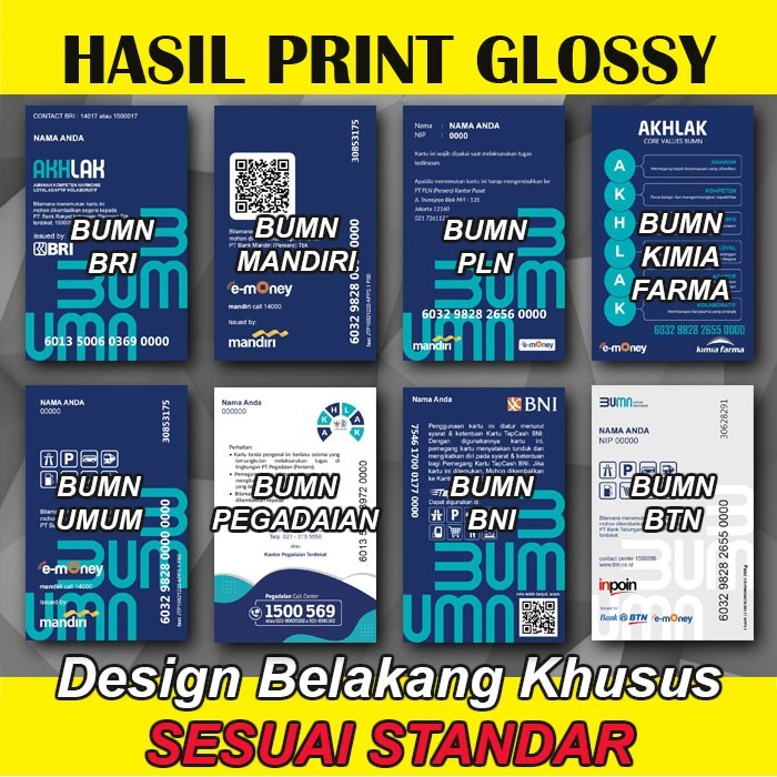 Jual Cetak idcard id card BUMN Terbaru name tag baru GLOSSY MENGKILAP ...