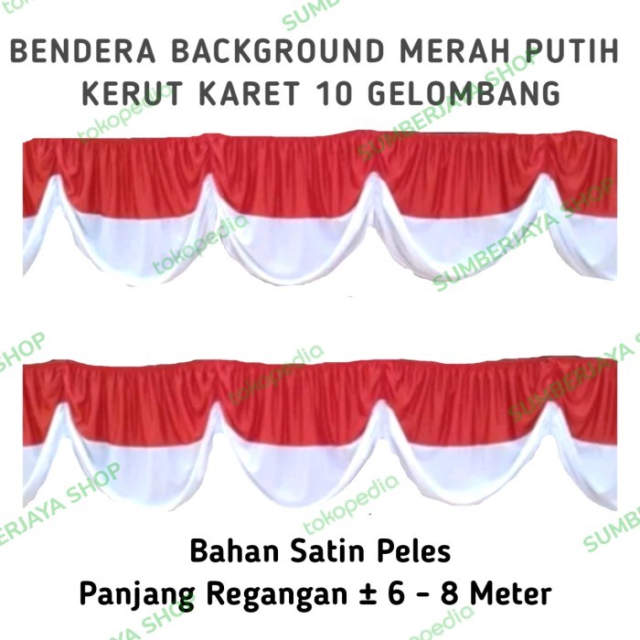 Jual Bendera Backdrop Merah Putih Kerut Karet 10 Gelombang Panjang 6 ...