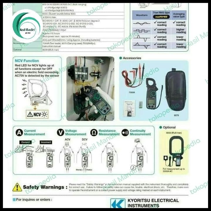 Jual KYORITSU 2117R DIGITAL CLAMP METER TANG AMPERE | Shopee Indonesia
