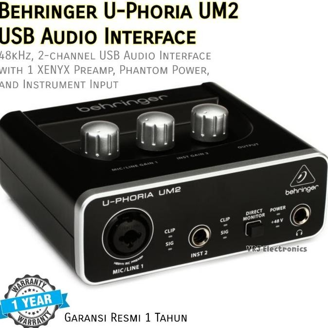Jual BEHRINGER U-PHORIA UM2 USB AUDIO INTERFACE SOUNDCARD RECORDING UM ...