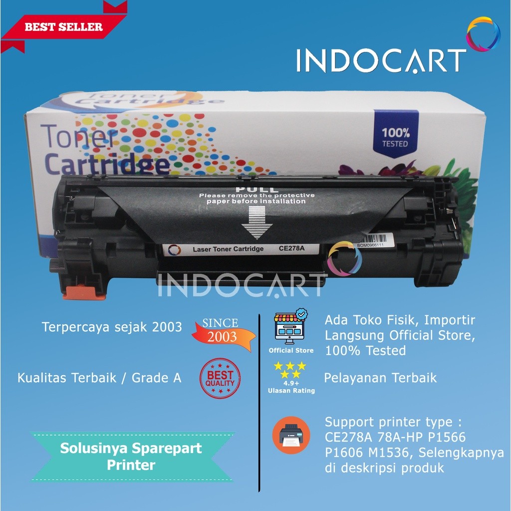 Jual IndoCart Toner Cartridge Compatible CE278A 78A-HP LJ P1566 P1606 ...