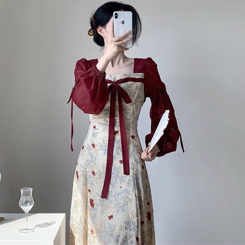 Jual Gaun Sifon Motif Bunga Cina Wanita UKuran Besar/Pakaian Tahun Baru ...