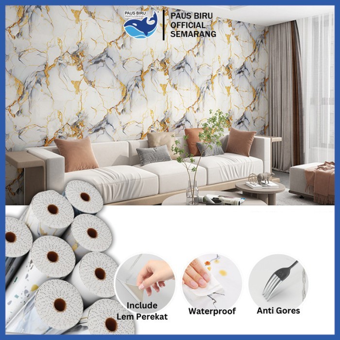 Jual Jual Paus Biru - Wallpaper Dinding Vinyl 120 x 244cm Motif Marmer ...