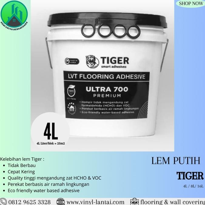 Jual Ready Lem Vinyl Lantai Merk TIGER ULTRA 700 PREMIUM _ 4 LTR untuk ...