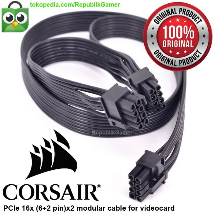 Jual HARGA DISC - Kabel Modular Original PSU Corsair PCIe 8 pin (6+2) x 2 utk vga card | Shopee ...