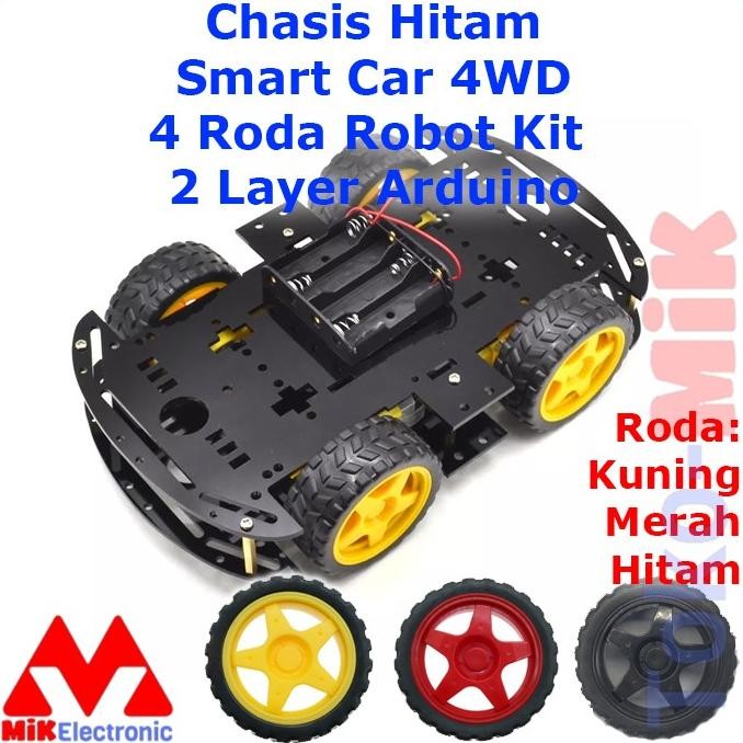 Jual Diskon SMART CAR CHASIS HITAM 4WD 4 RODA SMARTCAR CHASSIS 2 LAYER ...