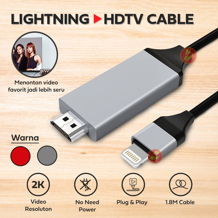 Jual Kabel Lightning to HDMI 2K HDTV Cable iPhone IPAD Konverter ...