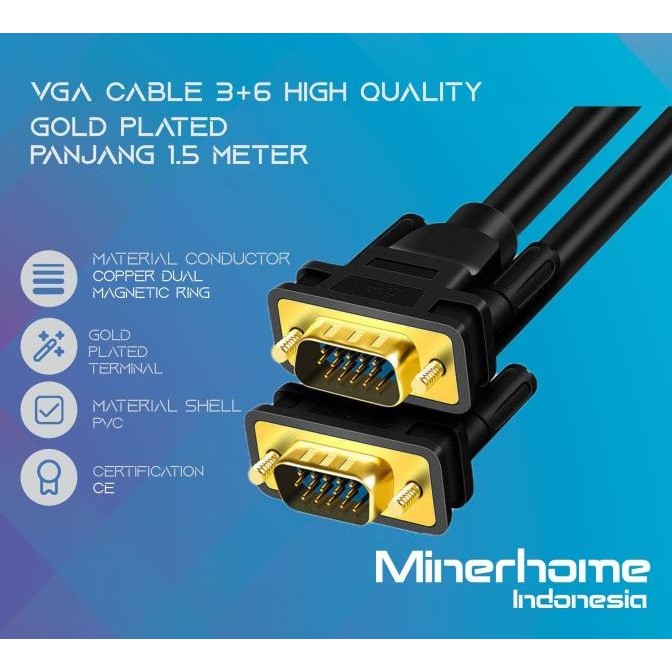 Jual Kabel VGA Kualitas Standard High Quality 1.5 Meter Garansi | Shopee Indonesia