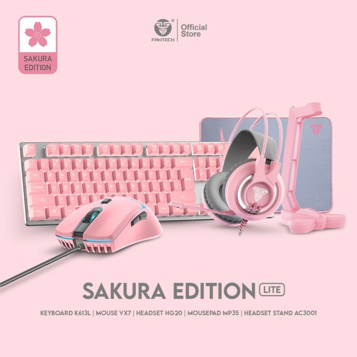 Jual Fantech SAKURA EDITION LITE Keyboard Mouse Headset Gaming Pink ...