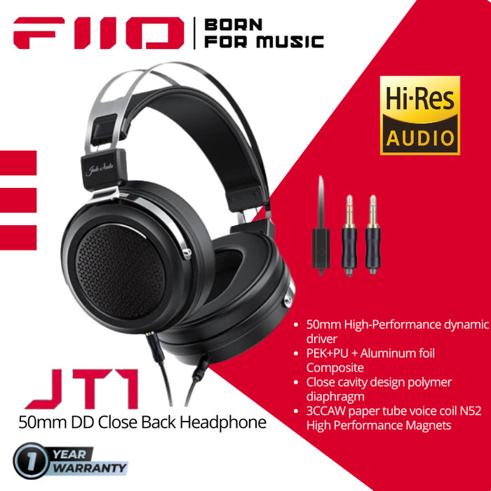 Jual FiiO JT1 /JT-1 Hifi Dynamic Over Ear Headphone with Mic | Shopee ...
