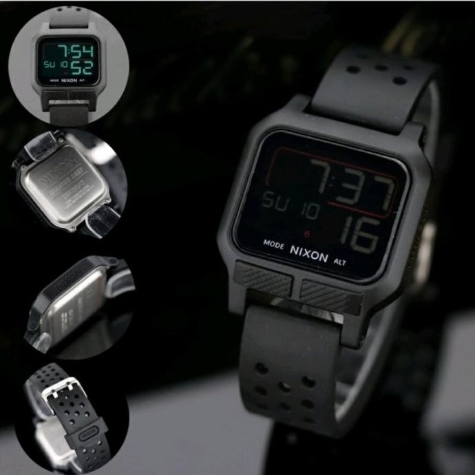 Jual JAM TANGAN FULL BLACK KEREN NIXON DIGITAL TALI RUBBER | Shopee ...