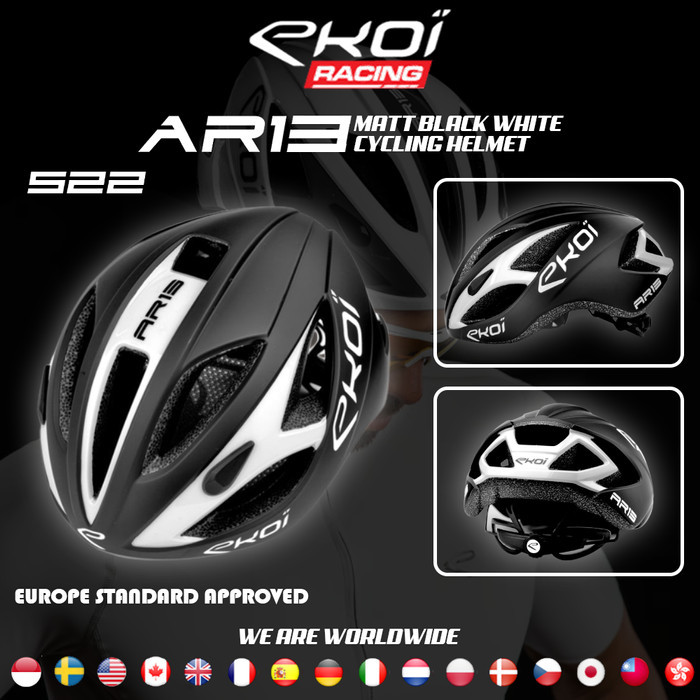 Jual EKOI AR13 EVO S22 Matt Black White Cycling Helmet | Shopee Indonesia