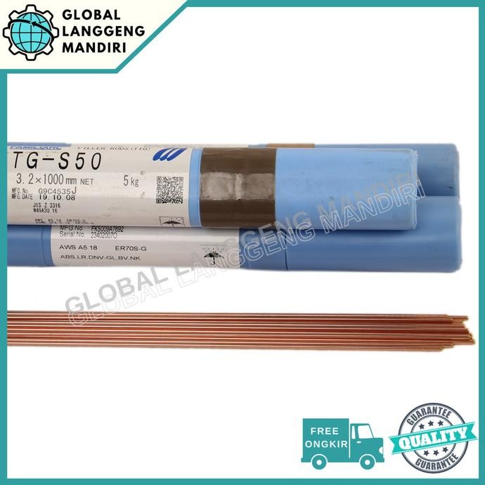 Jual Miliki Kawat Las Tig Argon Besi Tgs-50 3.2Mm (5Kg) Kobelco Er70 Tgs 50 Kobe | Shopee Indonesia