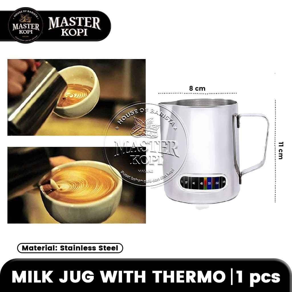 Jual Teko Kopi Espresso Susu Milk Jug Latte Art With Thermometer 580ml ...