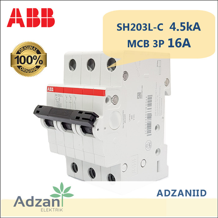 Jual Abb Mcb 3P 16A 4.5Ka Sh203L-C16 2Cds243001R0164 | Shopee Indonesia