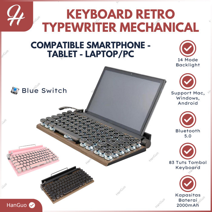 Jual KEYBOARD RETRO MECHANICAL TYPEWRITER TW1867 SUPPORT BLUETOOTH 5.0 ...