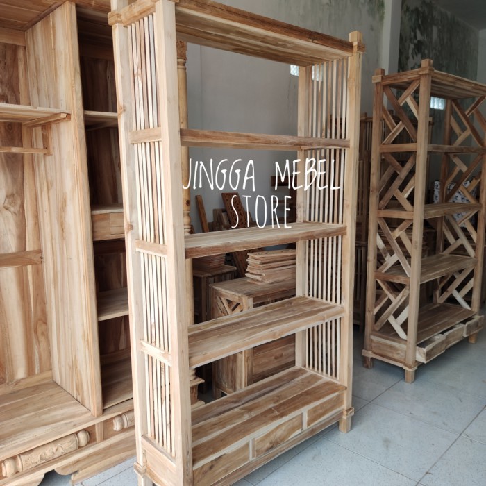Jual Rak Buku Jati Lemari Buku Jati Rak Buku Kayu Minimalis Rak Bunga ...