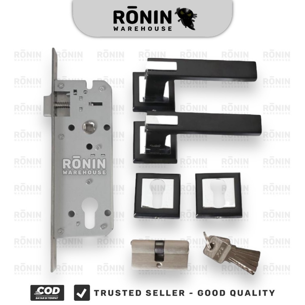 Jual MULLER Handle roll set roset black CP kunci gagang pintu rumah ...