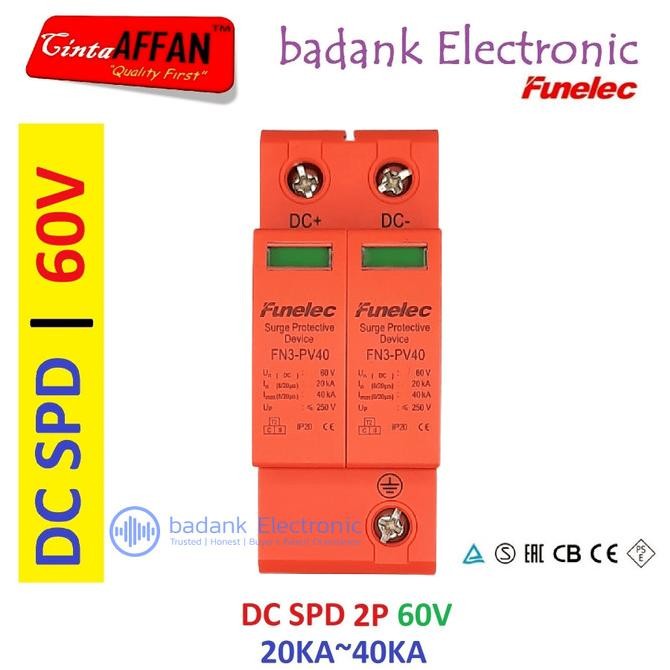 Jual DC SPD 2P 60V 20-40KA Surge Arrester Protect Device Solar Panel ...