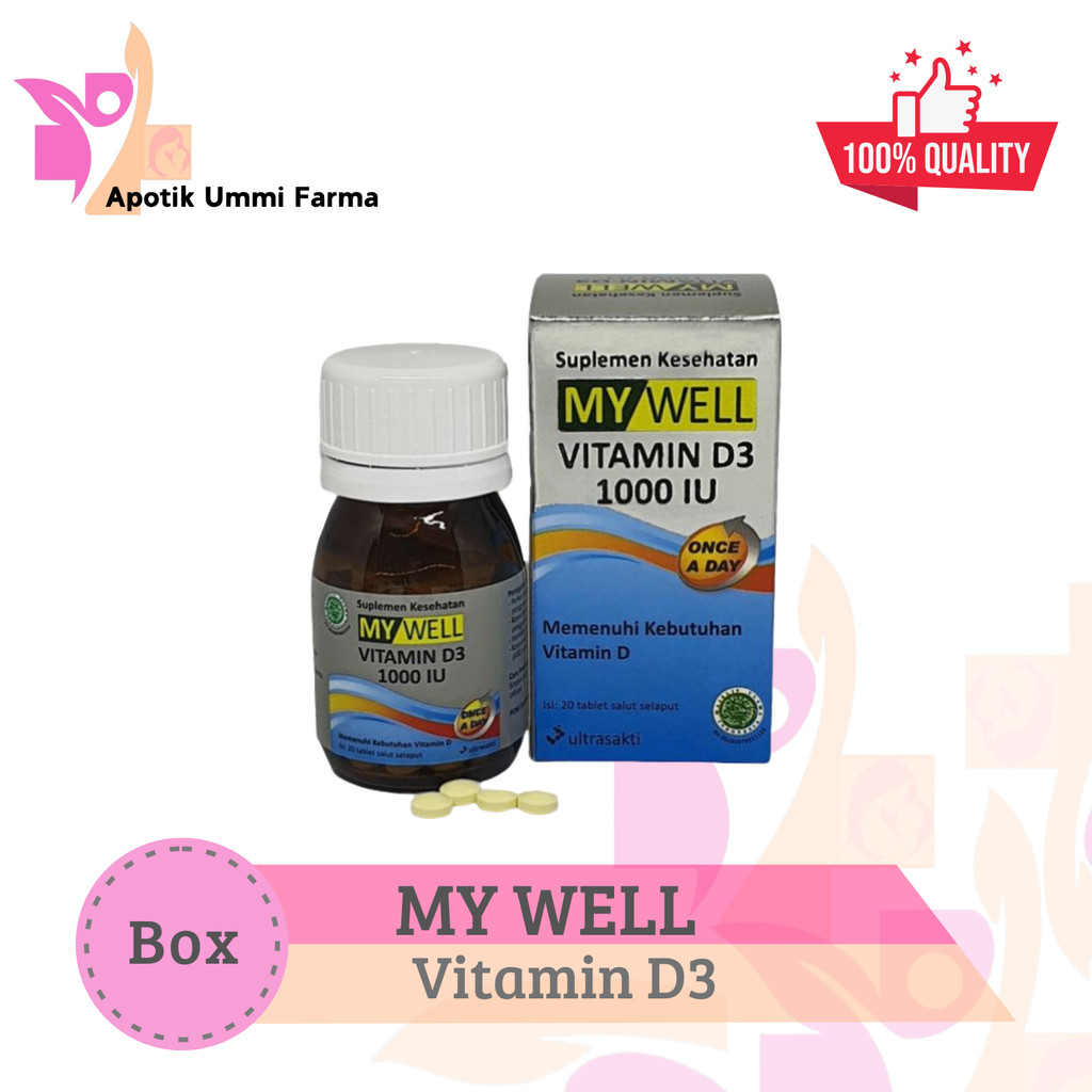 Jual MYWELL VITAMIN D3 1000 IU BOTOL 20 TABLET | Shopee Indonesia