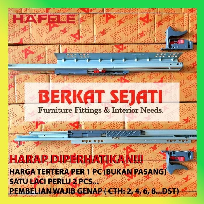 Jual Hafele (400 Mm) Rel Laci Tandem Clip On Double Slow Motion Soft Close | Shopee Indonesia