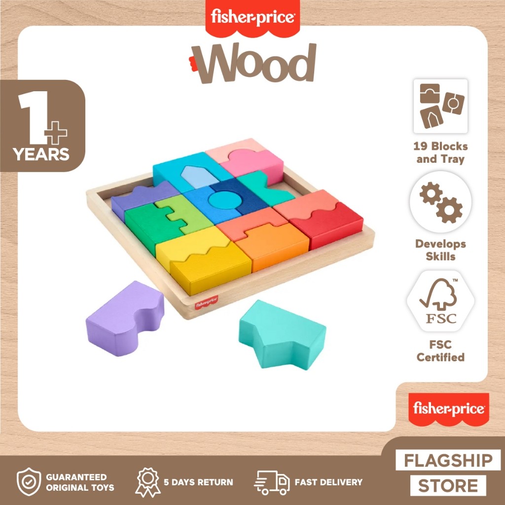 Jual Fisher-Price Wooden Interlocking Blocks -Mainan Edukasi Anak ...