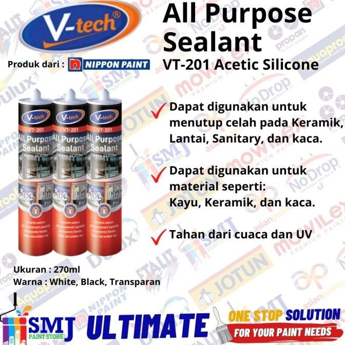Jual Promo Lem Silicone VTECH NIPPON PAINT All Purpose Sealant Clear ...