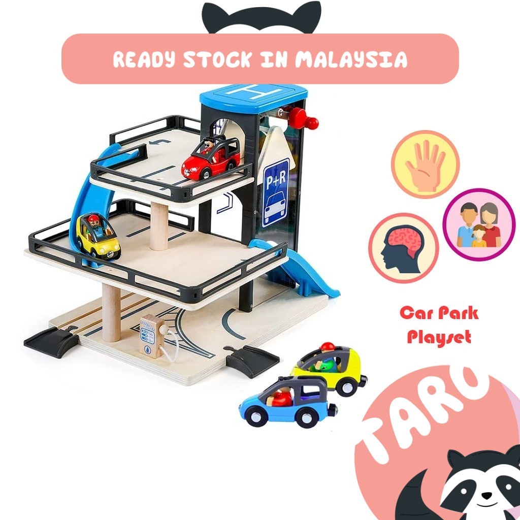 Jual TARO Kids Lift Car Park Parking Lot Magnet Vehicle Toy Set ...