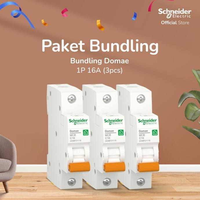 Jual Schneider Electric MCB Domae 16A 1P - DOMF01116 (3pcs) | Shopee Indonesia