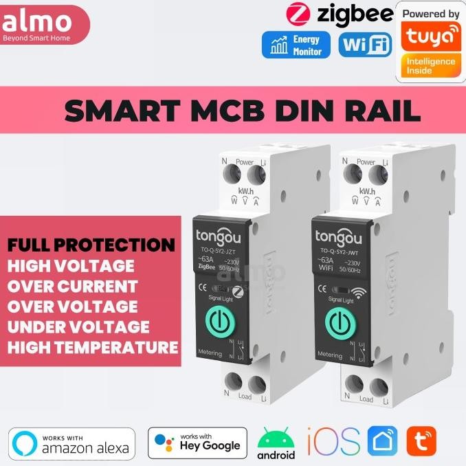 Jual Tuya ZigBee Wifi Smart MCB 1P 1A-63A Power Monitoring Full Protection | Shopee Indonesia