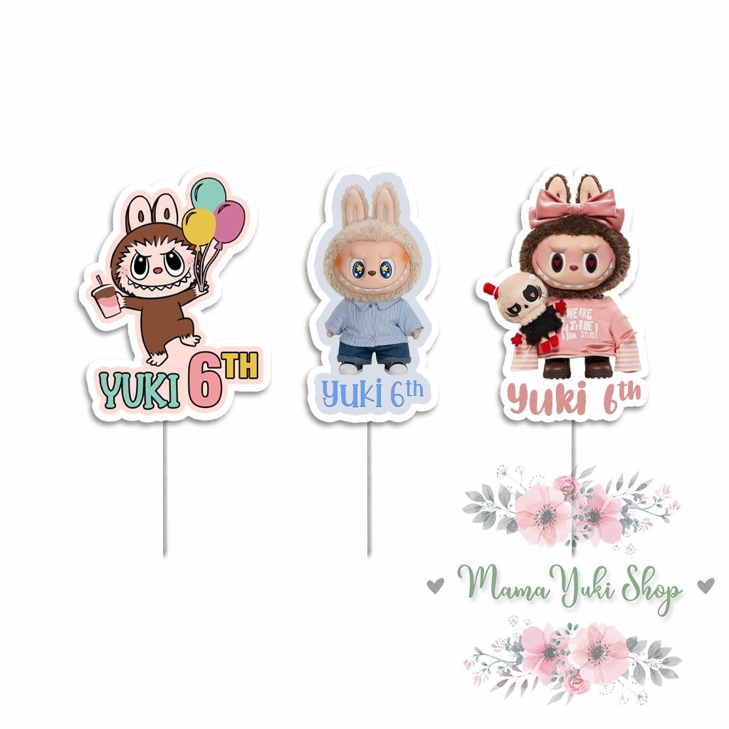 Jual Topper Cake Cupcake Costum NAMA dan UMUR LABUBU | Shopee Indonesia