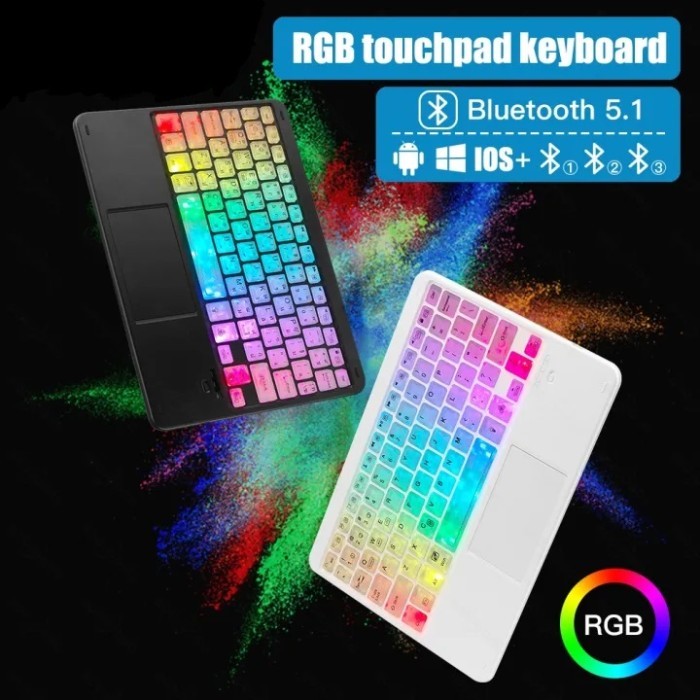Jual Keyboard Bluetooth Wireless Touchpad RGB Backlight Tablet iPad TV ...