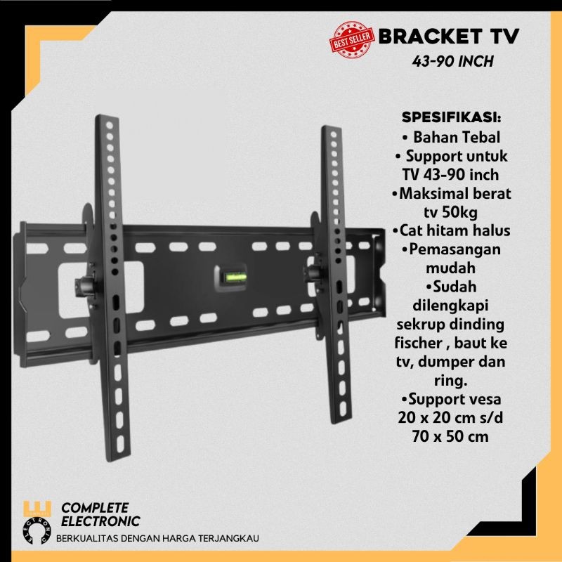 Jual Braket TV Untuk 43 50 55 60 65 70 75 80 85 86 90 inch Universal ...