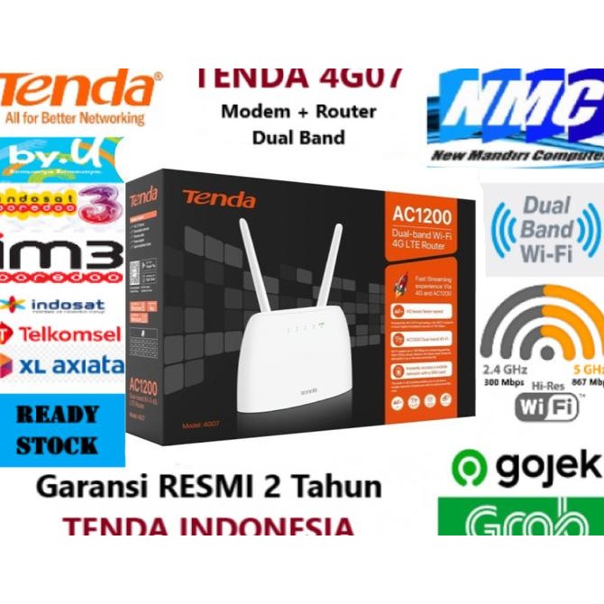 Jual Tenda 4G07 Router AC1200 Modem Wifi 4G LTE Dual Band SimCard 4G-07 ...