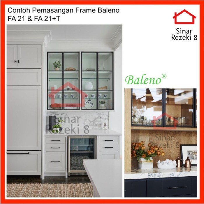 Jual FRAME Aluminium Hitam Kaca Lemari Kitchen Profil Lis Bingkai FA 21 ...