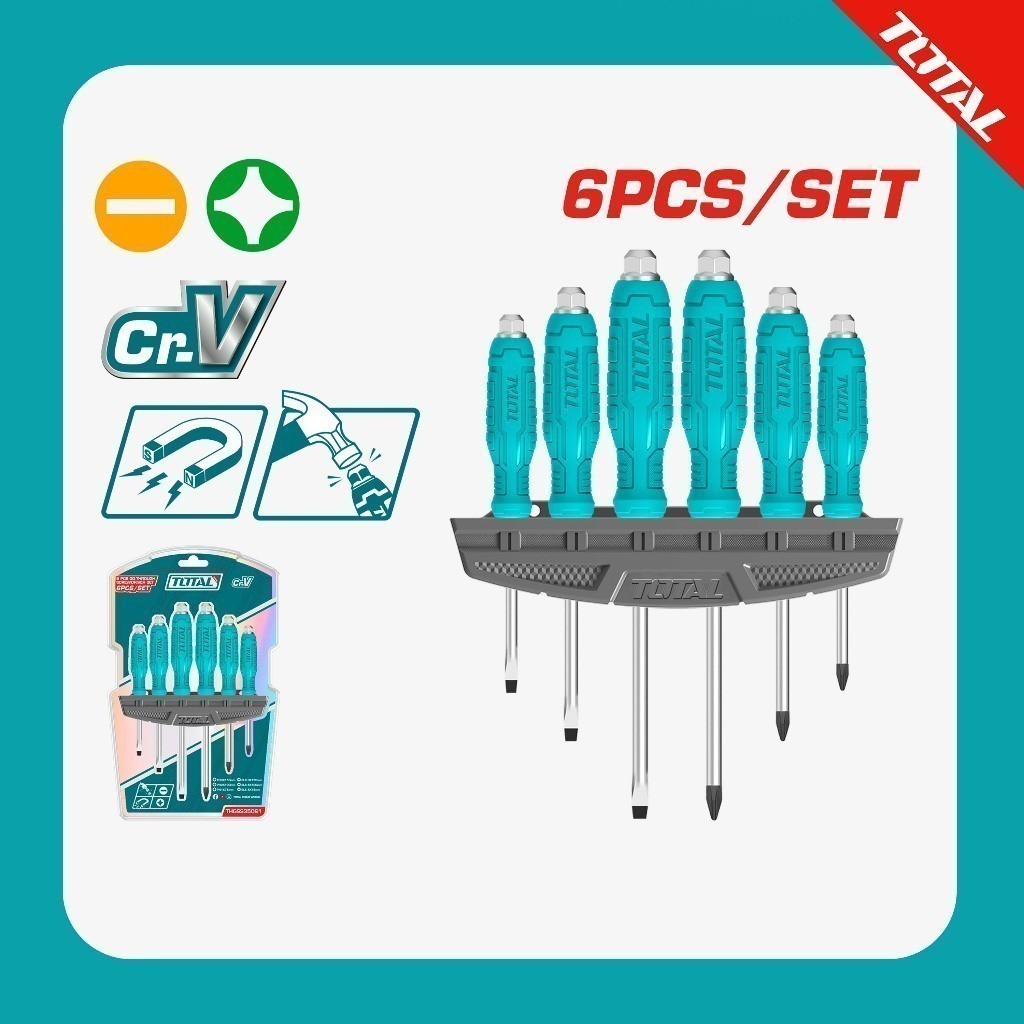 Jual 【TOTAL】6 Pcs Set Obeng/6 Pcs Go-Through Screwdriver Set THGSS35061 ...