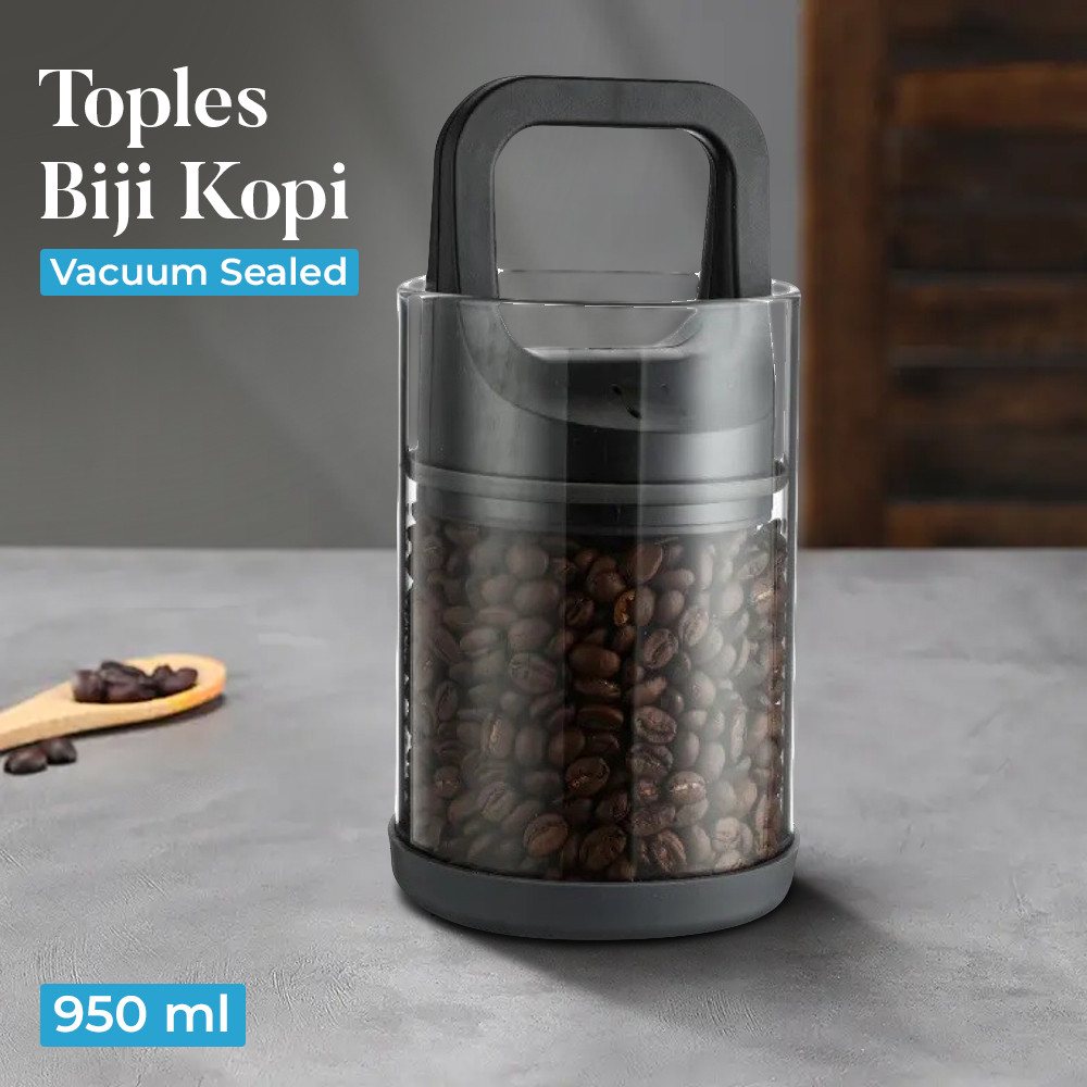 Jual Seluna Toples Kaca Biji Kopi Coffee Beans Vacuum Sealed Lid 950ml - SL330 - Black | Shopee ...