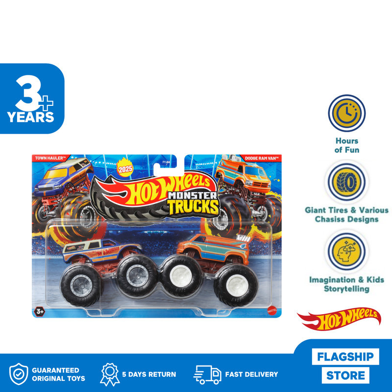 Jual Hot Wheels Monster Trucks 2025 Town Hauler Vs Dodge Ram Van - Mainan Mobil Balap | Shopee ...