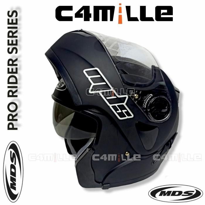 Jual HELM MDS PRO RIDER SOLID BLACK DOF MODULAR FULL | Shopee Indonesia