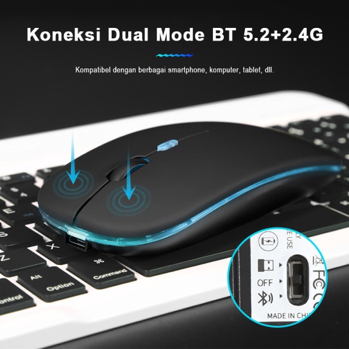 Jual GROTIC MOUSE WIRELESS BLUETOOTH 2.4G RECEIVER USB RGB UNTUK PC ...