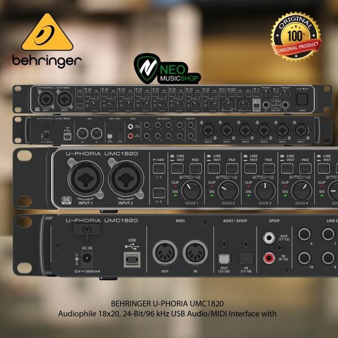 Jual BEHRINGER U-PHORIA UMC1820 AUDIOPHILE 18X20, 24-BIT/96 KHZ USB ...