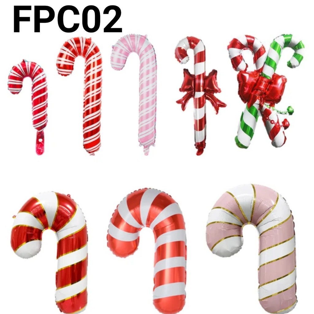 Jual FPC02 Balon foil permen christmas candy cane lolipop merah hijau ...
