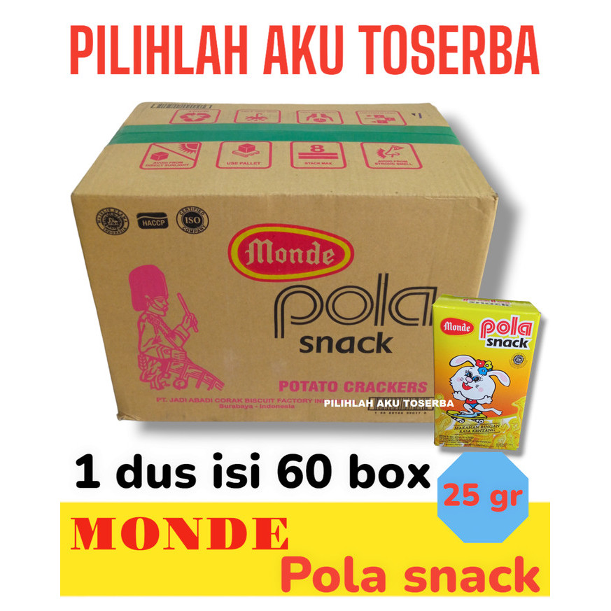 Jual Monde POLA SNACK 25 gr - ( HARGA 1 DUS isi 60 ) | Shopee Indonesia