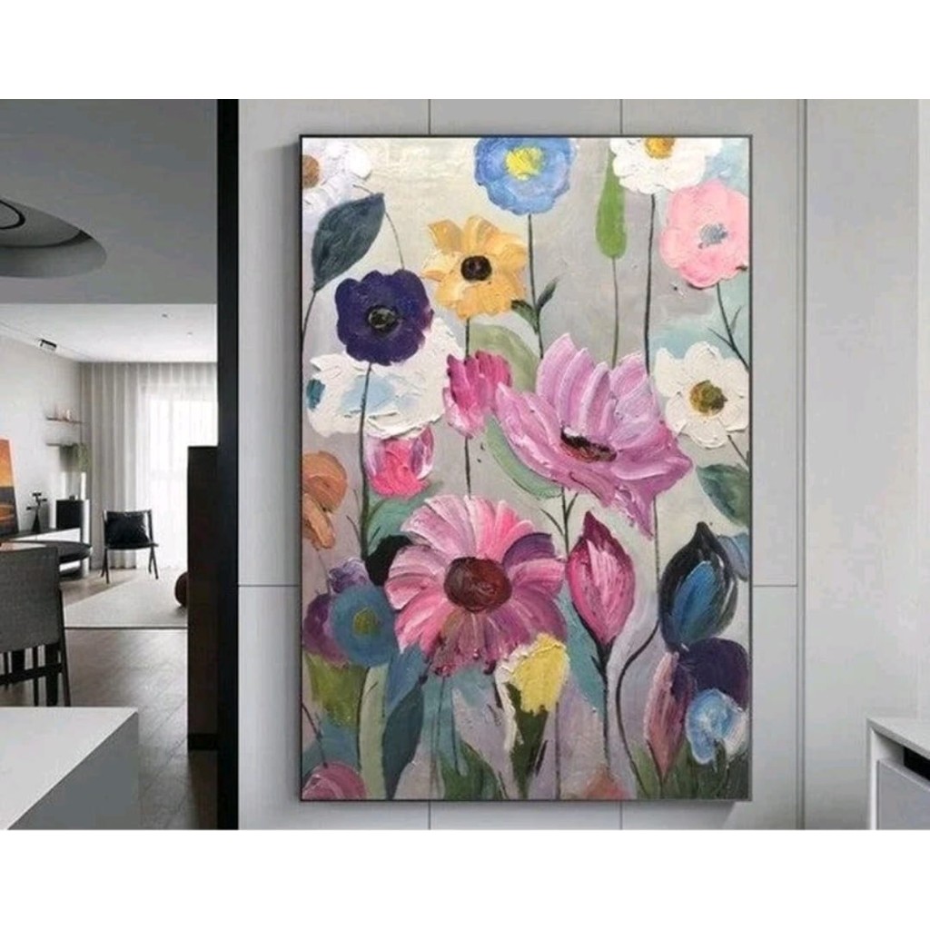 Jual Lukisan Dinding Bunga Tekstur Timbul Tebal Modern art Aesthetic ...