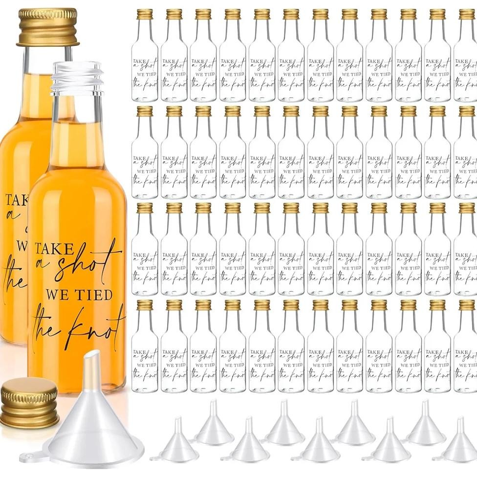 Jual 50Ml Mini Plastic Liquor Bottles Set, Take A Shot We Tied The Knot ...
